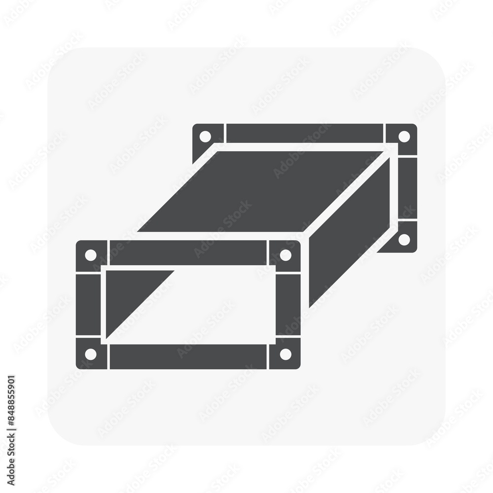 Rectangular straight duct vector icon. Galvanized steel sheet with ...