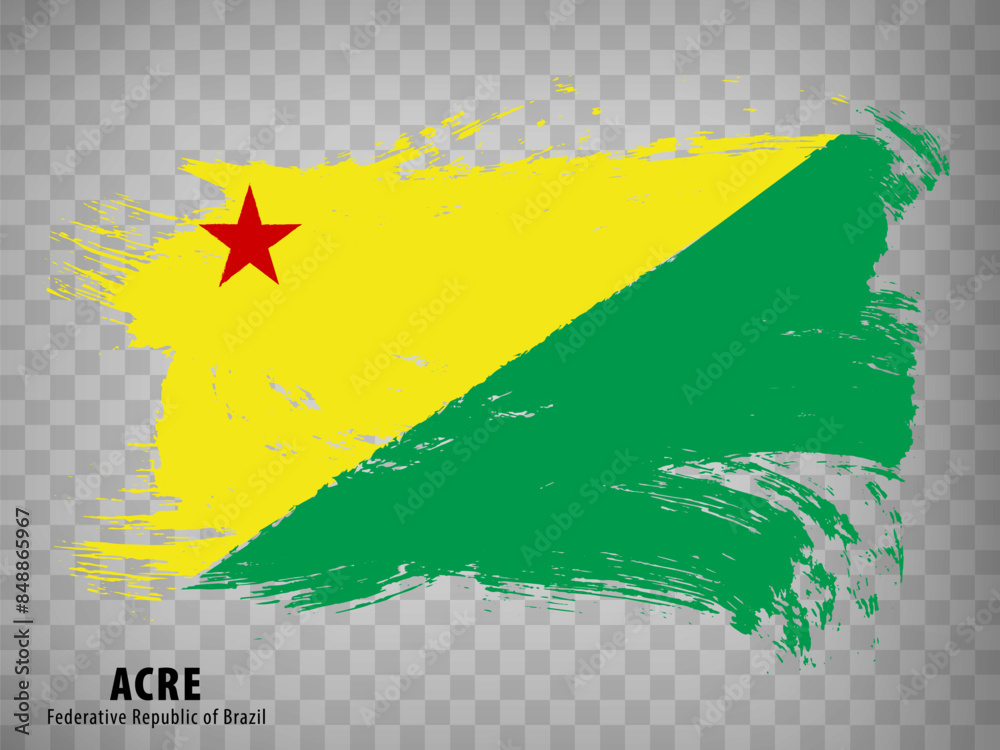 Flag of Acre from brush strokes. Federal Republic of Brazil. Waving ...