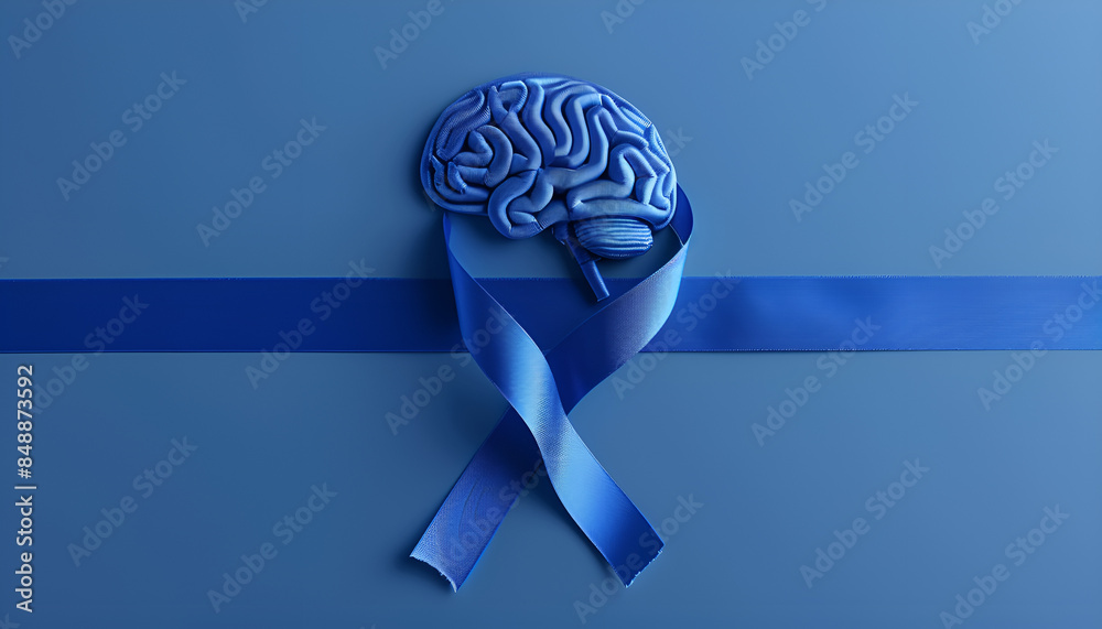 ribbon with brain symbol representing inseparable connection between ...