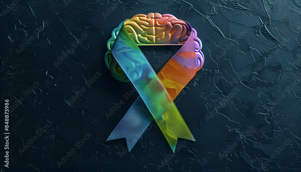 ribbon with brain symbol representing inseparable connection between ...