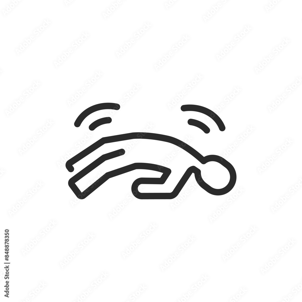 Epileptic seizure, linear style icon. Person lying and contorted ...