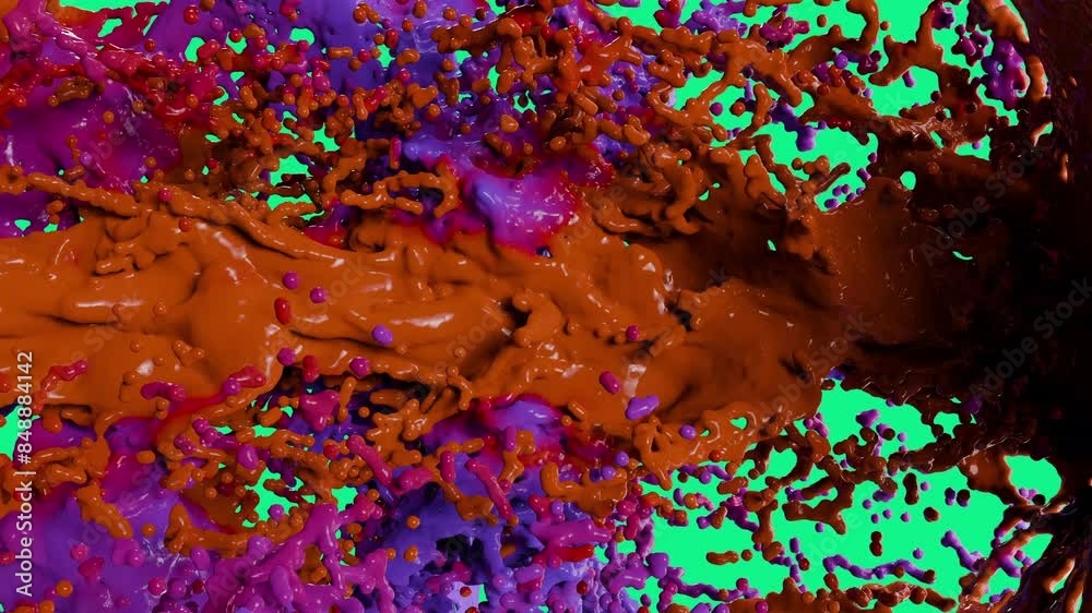 A beautiful horizontal 4k 30fps paint splash simulation from fast to ...
