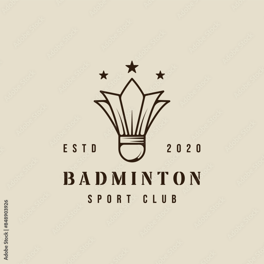 shuttlecock of badminton with star logo line art vector simple ...