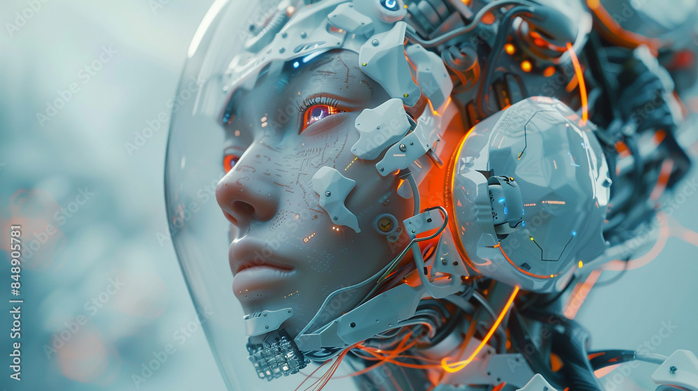 A robot with a human head showcasing AI Artificial Intelligence ...