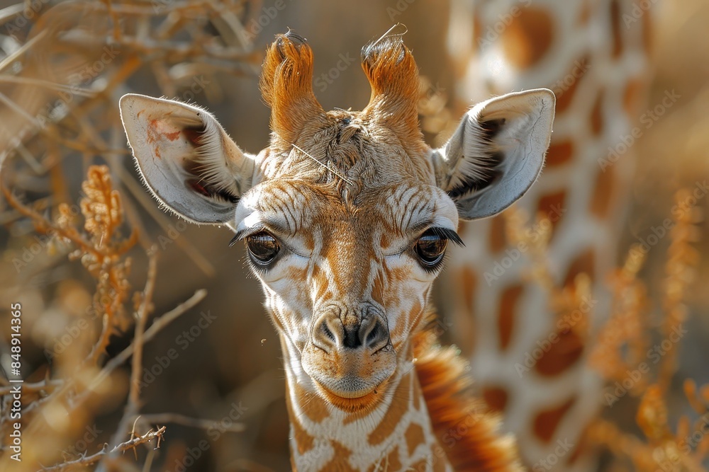Baby Giraffe: A tall, gangly baby giraffe with large eyes and a long ...