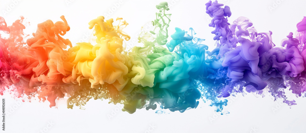 A rainbow-colored smoke bomb releasing a spectrum of colors into the ...
