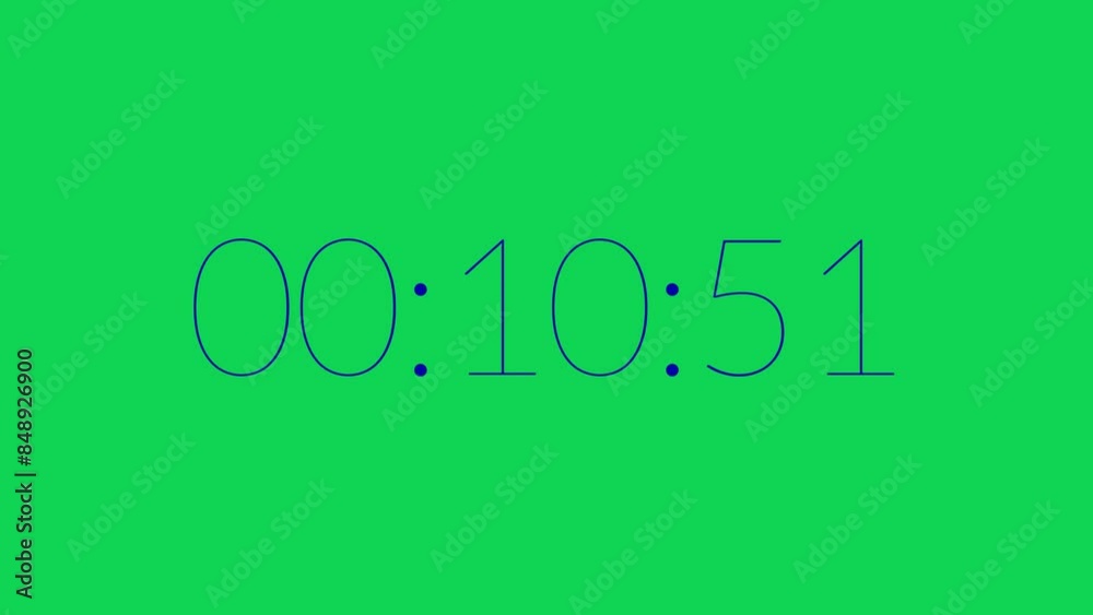 6 digits 15 seconds thin font minimal countdown timer. Navy on green ...