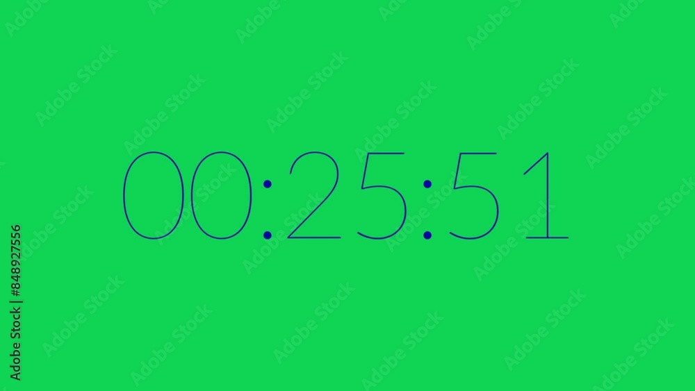 6 digits 30 seconds thin font minimal countdown timer. Navy on green ...