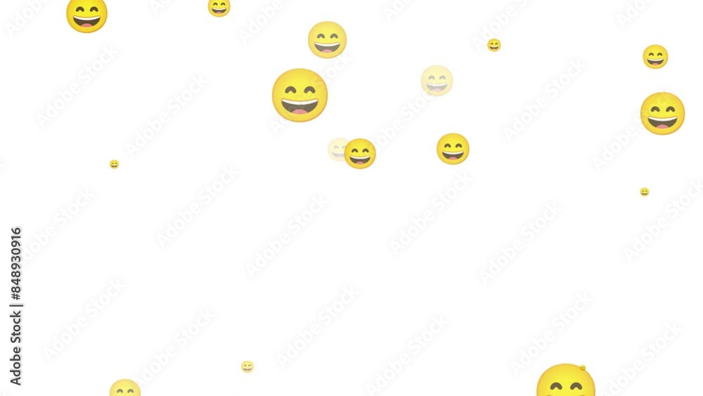 Smile emojis floating and moving dynamically on white background ...