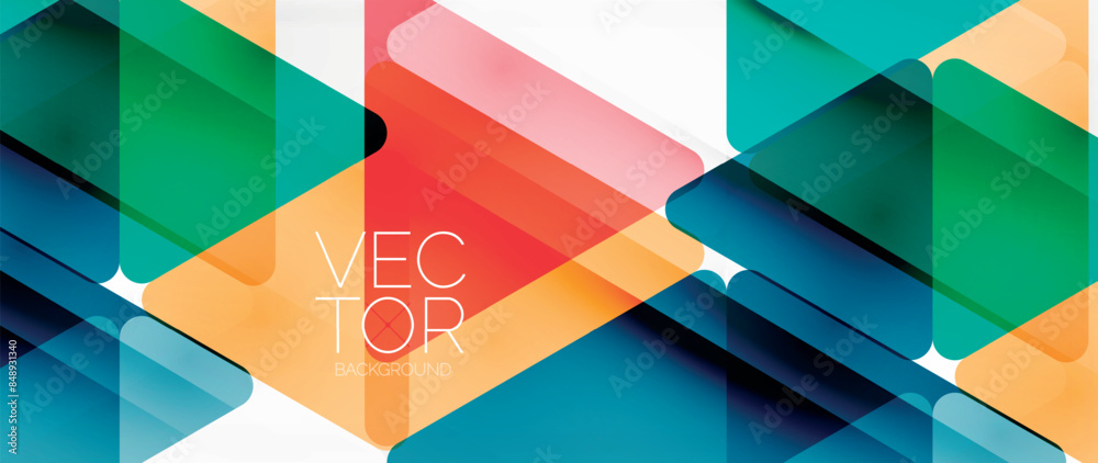 Abstract background. Color transparent triangles in mosaic style with ...