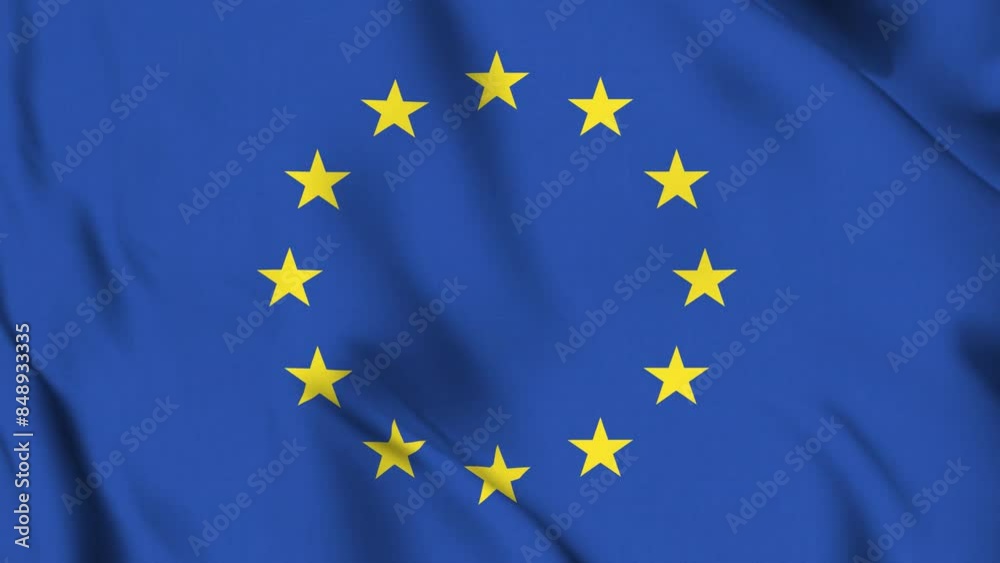 Waving Flag of EU video background. Realistic Slow Motion Animation. EU ...