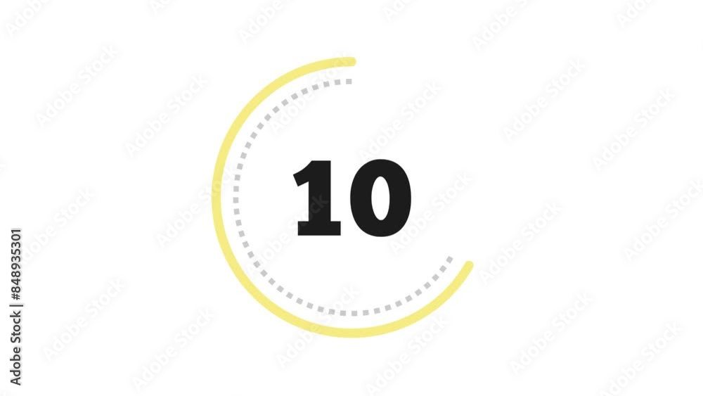 15 seconds dashed (dotted) circle countdown. Soft Yellow and Grey on ...