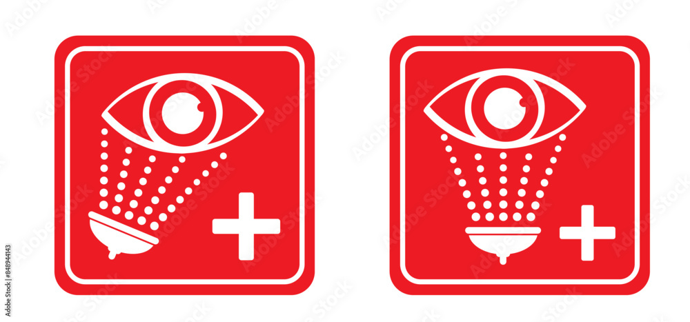 Emergency eye wash and shower. Eye and douche or showerhead. First aid ...