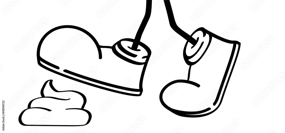 Stepping on shit. Foot stepping into dog poop or animal shit. Walk on a ...