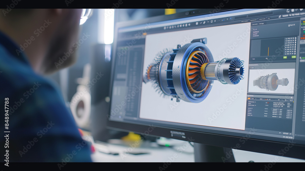 Close Up of a Desktop Computer Monitor Screen with 3D CAD Software with ...