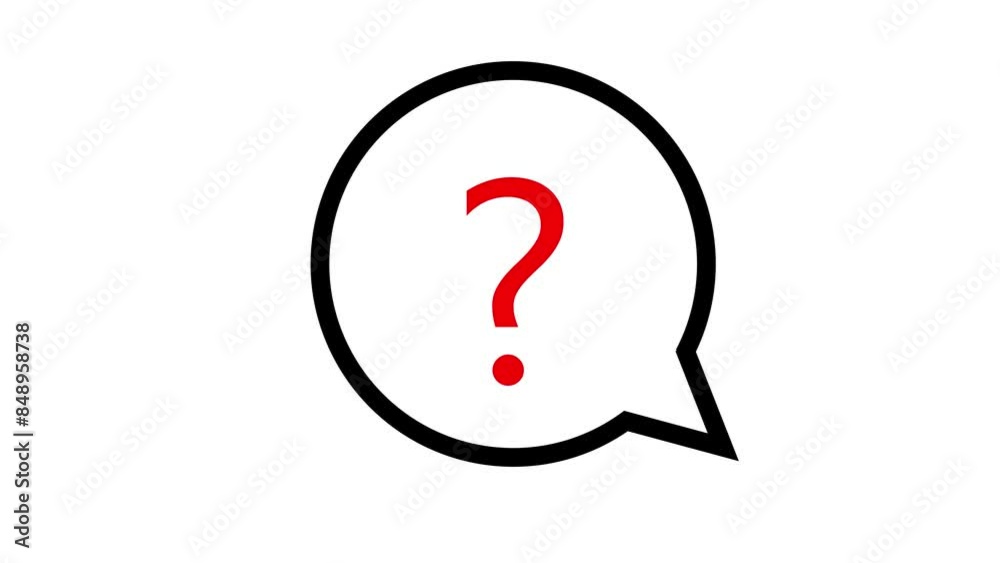 Simple speech balloon and red question mark icon animation with white ...