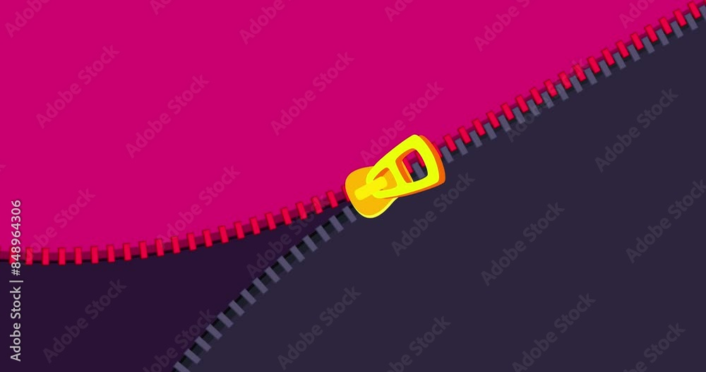 Zipper transition wipe across gray violet red isolated background ...