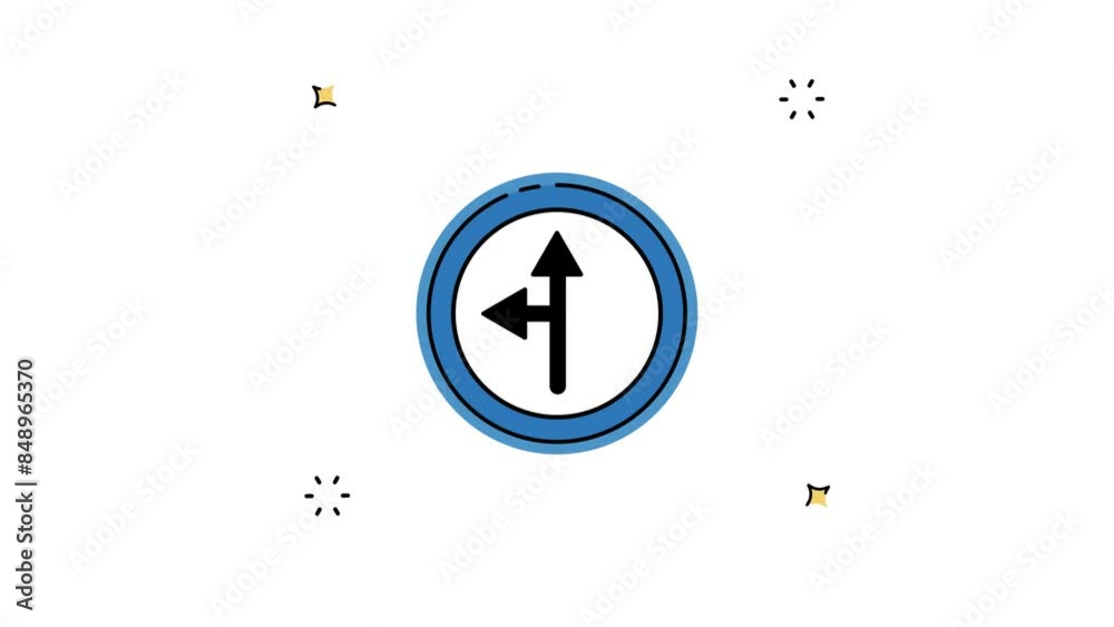 Straight ahead or left turn permitted icon animation video for traffic ...