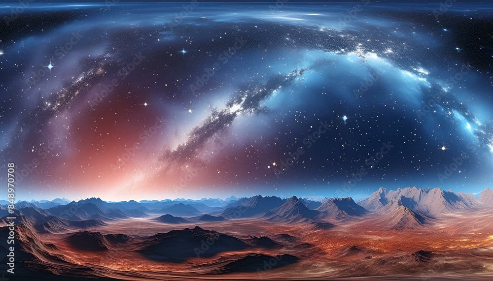 360 degree full sphere panoramic space background with starfield and ...