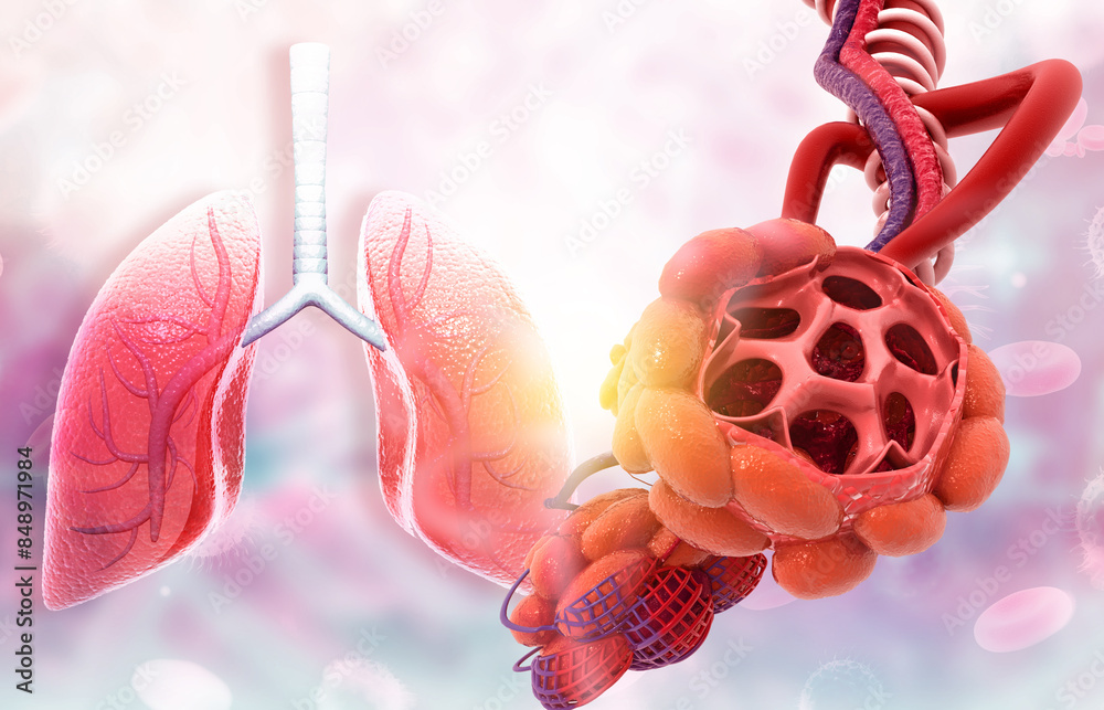 Human lungs anatomy with alveoli. 3d illustration Stock Illustration ...