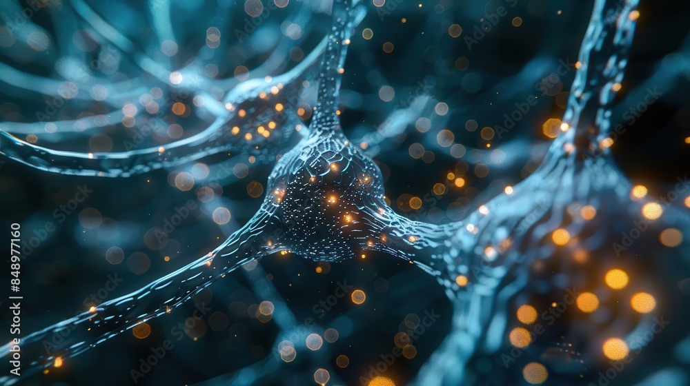 Abstract deep learning algorithm, layers of data and connections forming intricate patterns ...