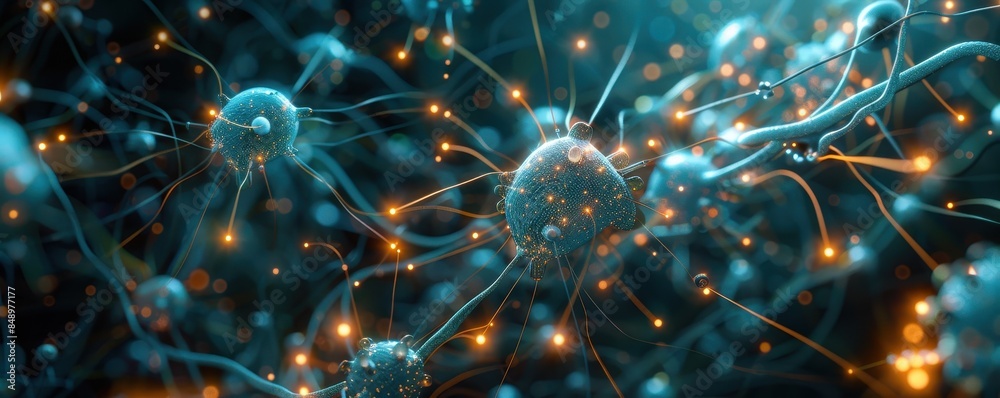 Abstract deep learning algorithm, layers of data and connections ...