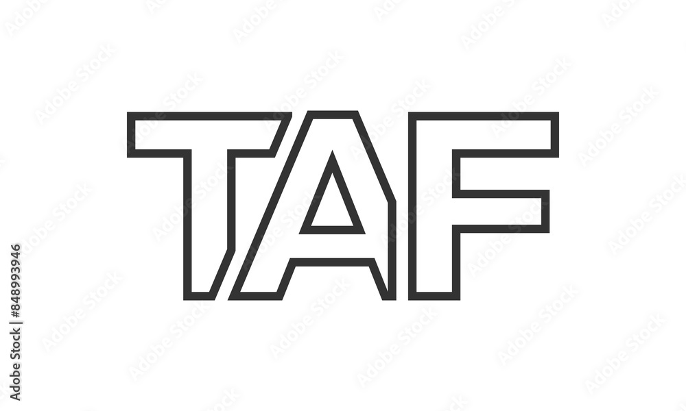 TAF logo design template with strong and modern bold text. Initial ...