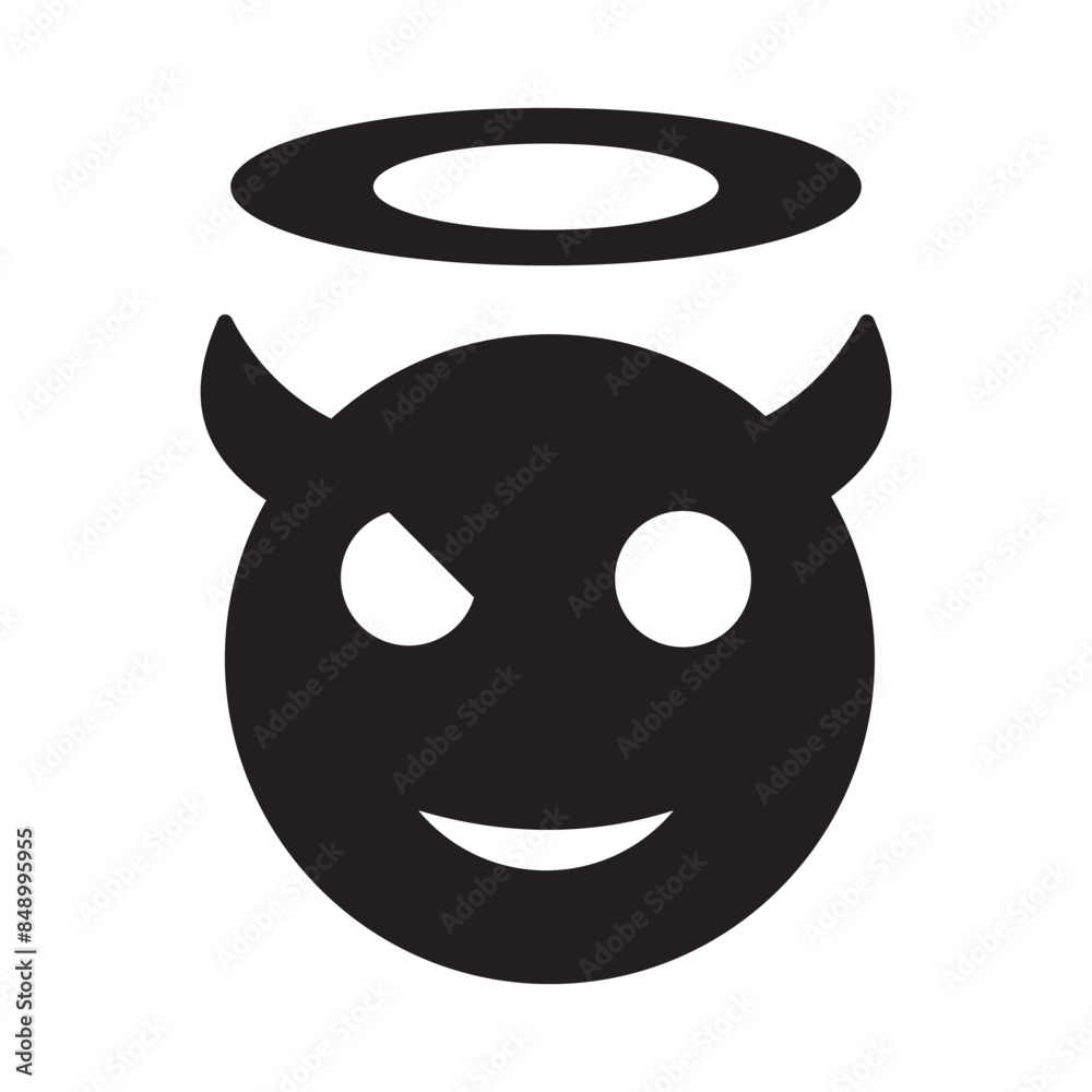 Devil Emoji, Evil emoji vector Icon, alien, silhouette. Evil and Devil ...