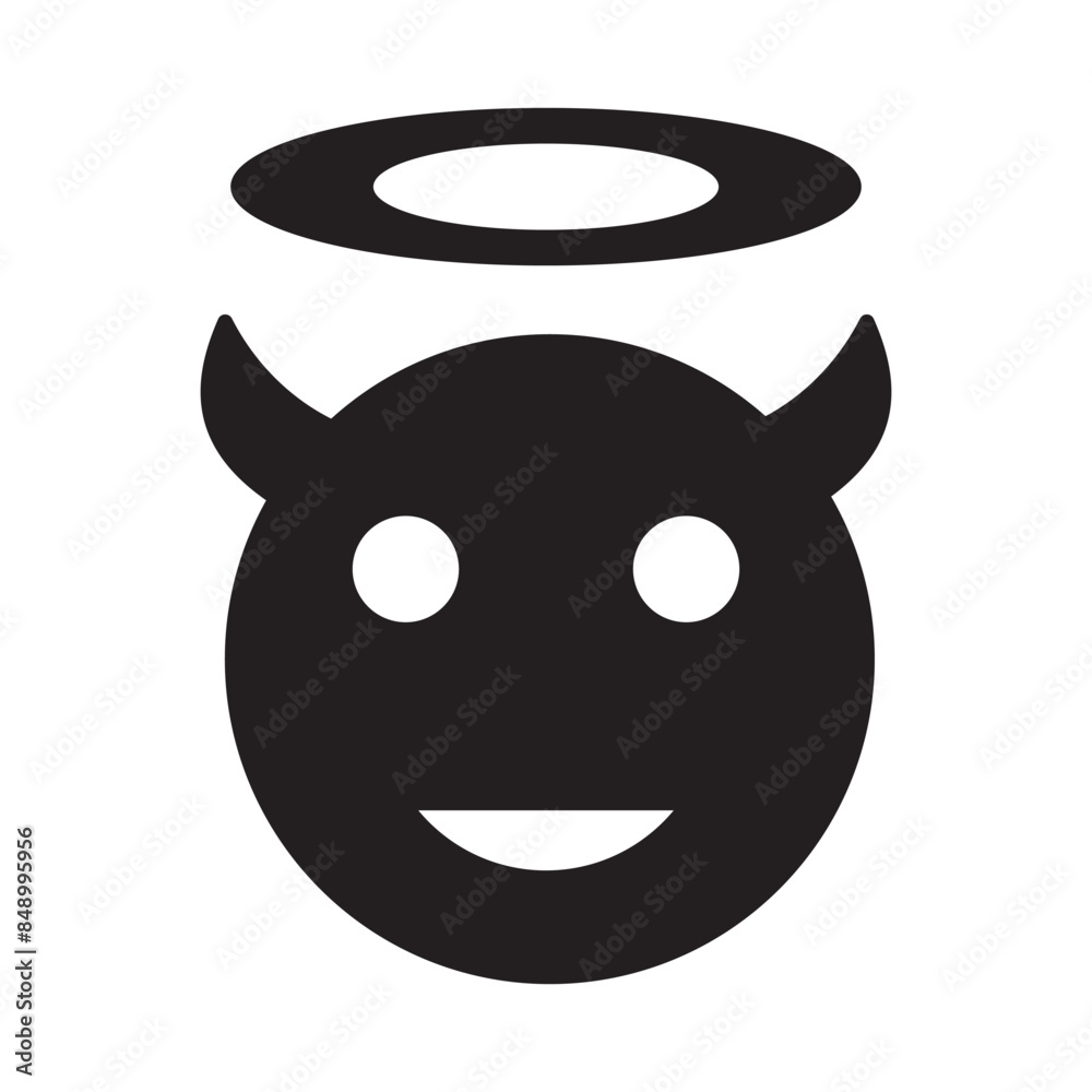 Evil and Devil icon, silhouette, vector. Devil Emoji, Evil emoji vector ...