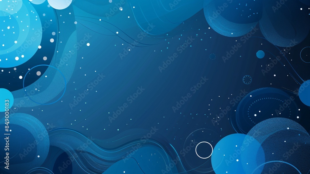 Blue gradient background, simple flat style with abstract shapes ...