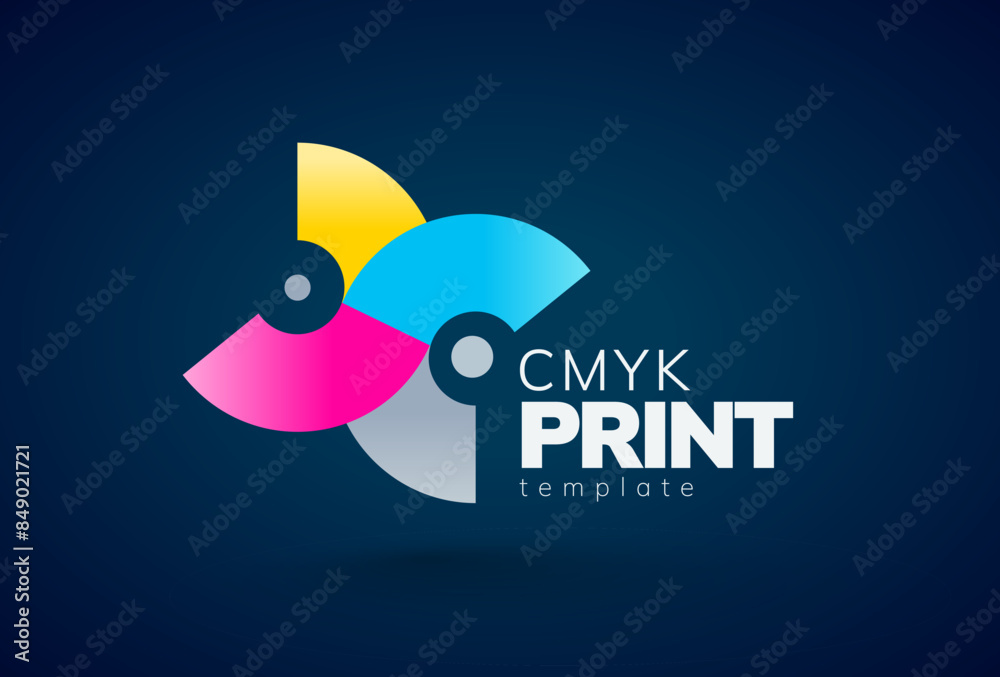 Logo CMYK Print Abstract Roller. Polygraphy theme. Template design ...