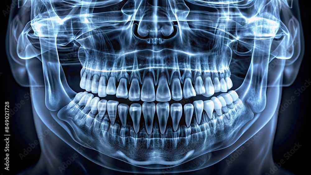 Advanced dental x-ray imaging showing detailed jaw anatomy and tooth ...