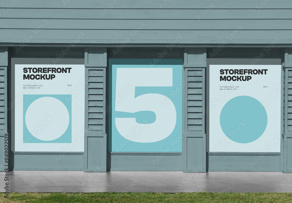 Three Storefront Billboards Mockup Stock Template | Adobe Stock