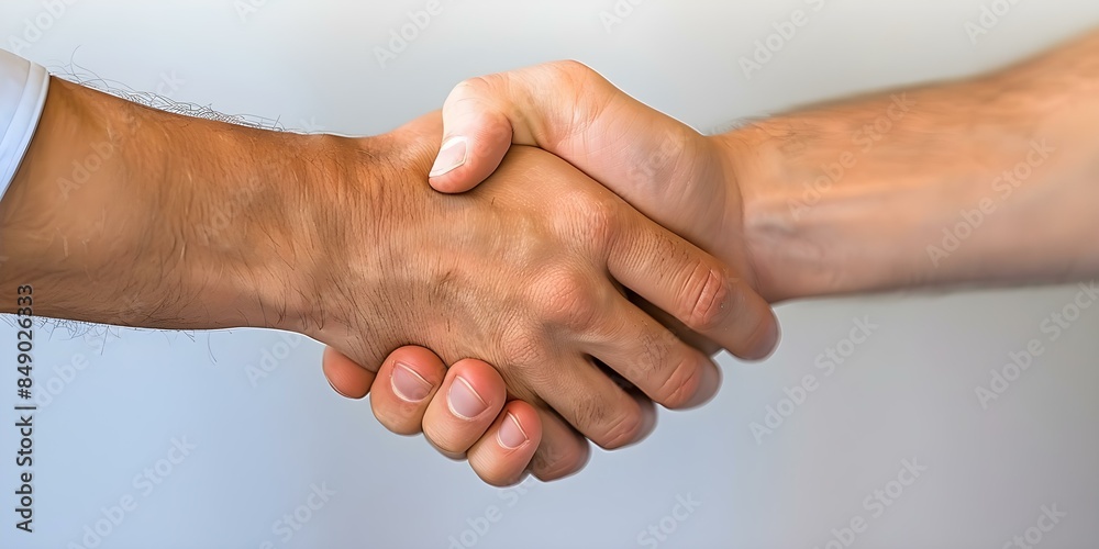 Signing handshake is the final step in formalizing a legal agreement ...