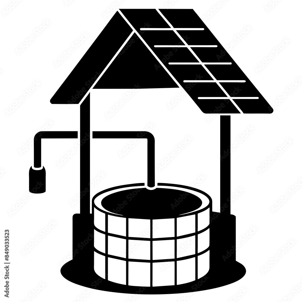 tubewell house vector silhouette illustration svg file Stock Vector ...