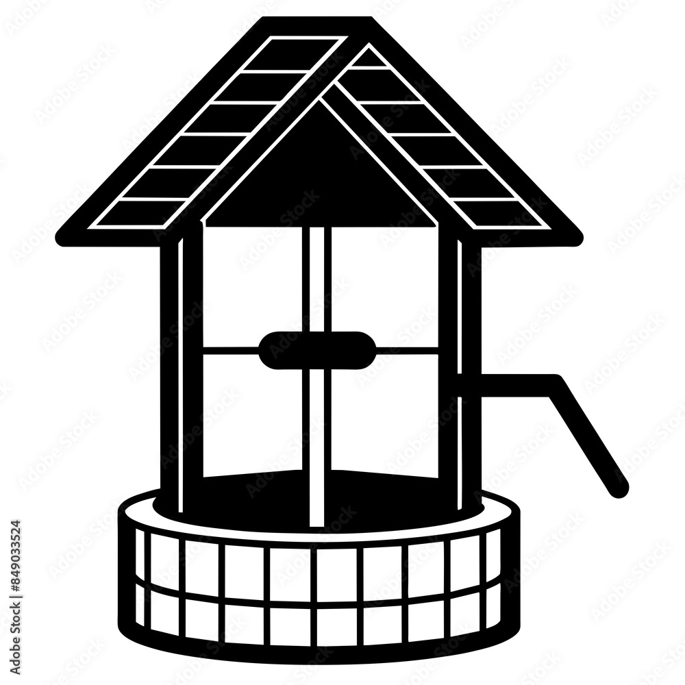 tubewell house vector silhouette illustration svg file Stock Vector ...
