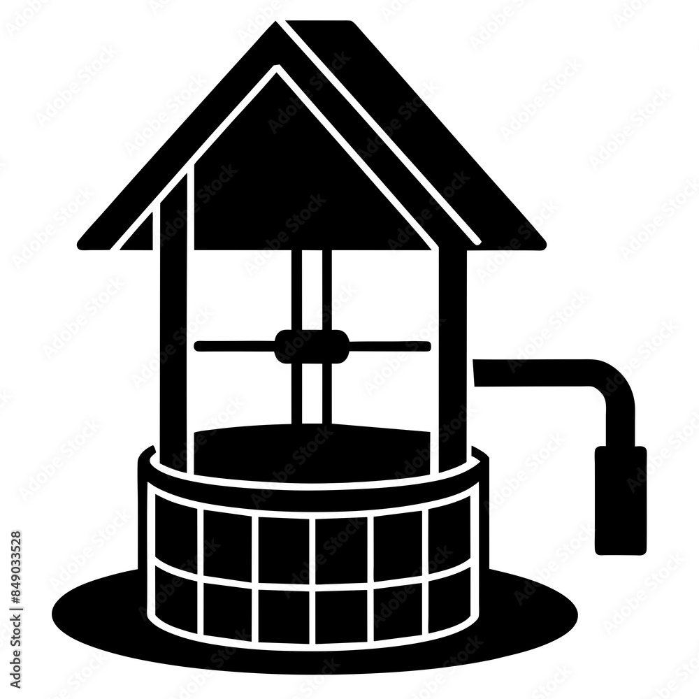 tubewell house vector silhouette illustration svg file Stock Vector ...