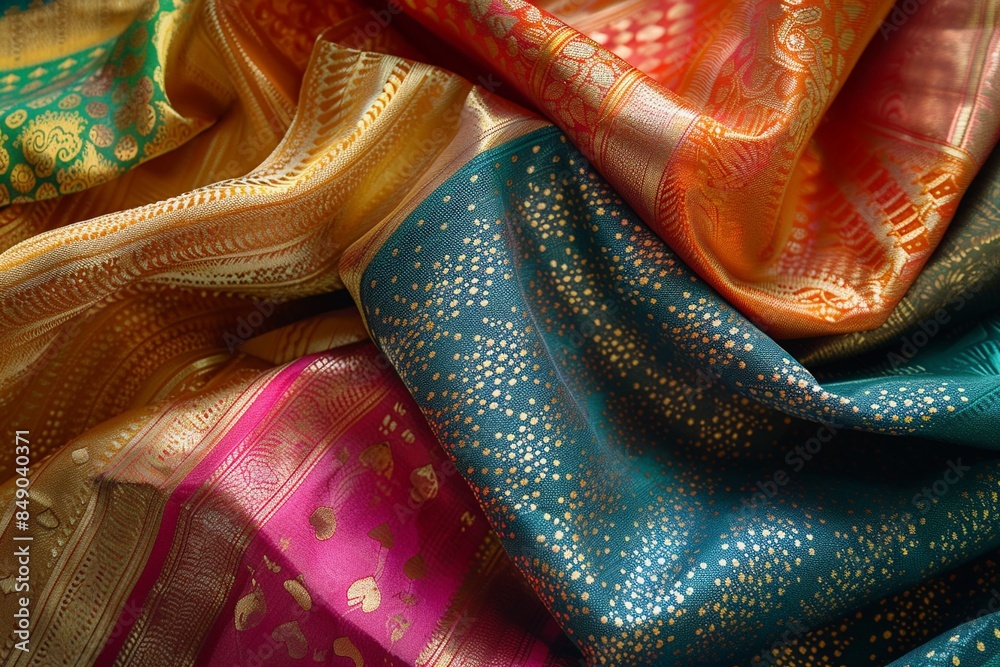Beautiful Indiathemed wallpaper featuring detailed sari patterns, rich ...