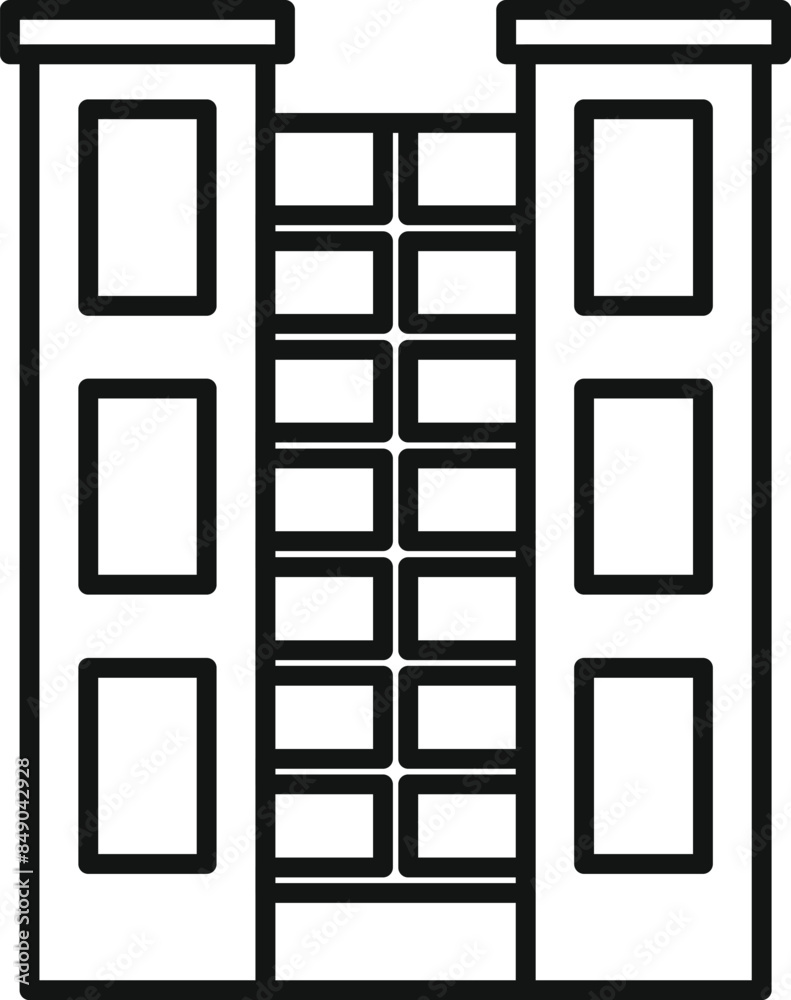 Simple line drawing of a modern multi storey building facade with ...