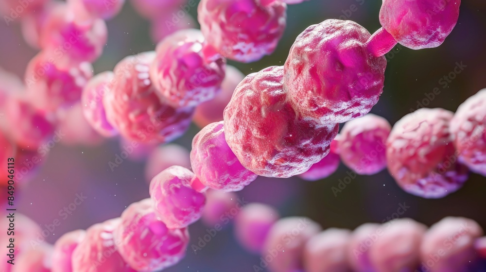 Streptococcus pyogenes bacteria. 3D computer illustration of ...