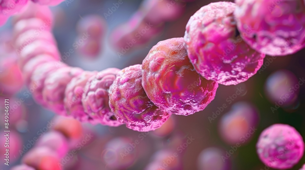 Streptococcus pyogenes bacteria. 3D computer illustration of ...