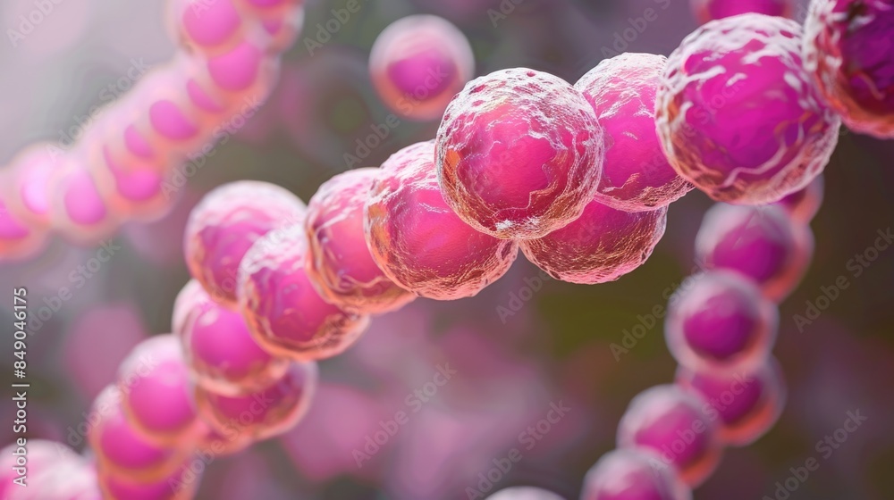 Streptococcus pyogenes bacteria. 3D computer illustration of ...