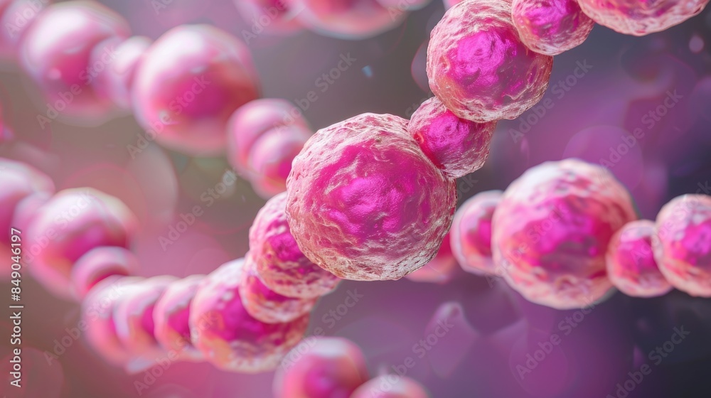 Streptococcus pyogenes bacteria. 3D computer illustration of ...