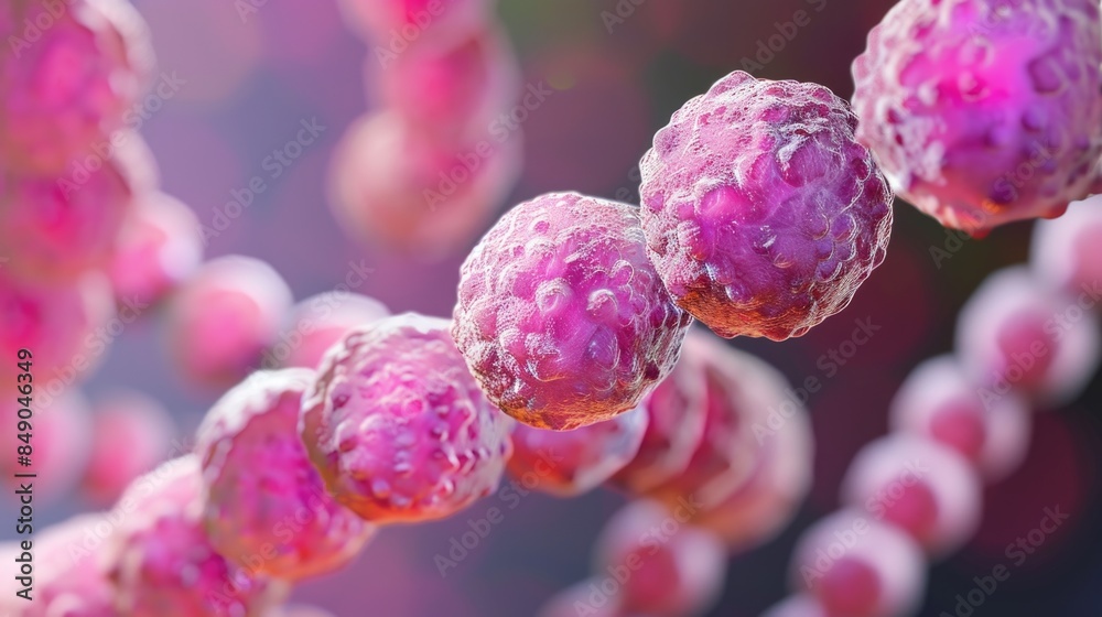 Streptococcus pyogenes bacteria. 3D computer illustration of ...