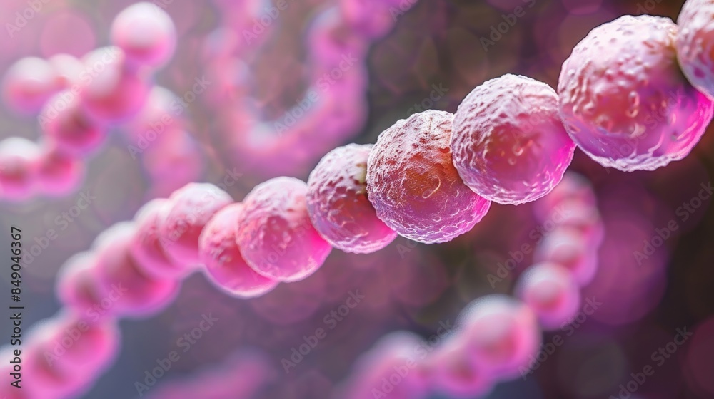 Streptococcus pyogenes bacteria. 3D computer illustration of ...