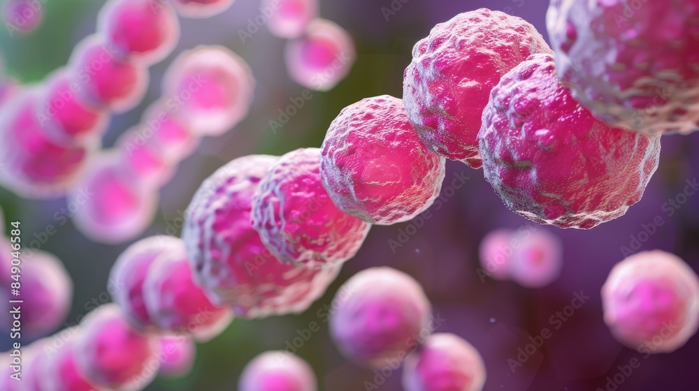 Streptococcus pyogenes bacteria. 3D computer illustration of ...