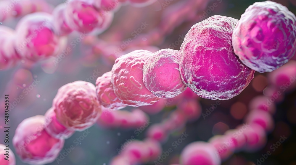 Streptococcus pyogenes bacteria. 3D computer illustration of ...