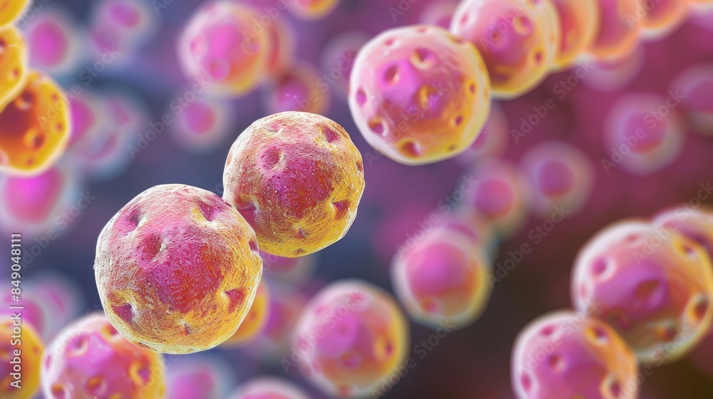 Streptococcus pyogenes bacteria. 3D computer illustration of ...