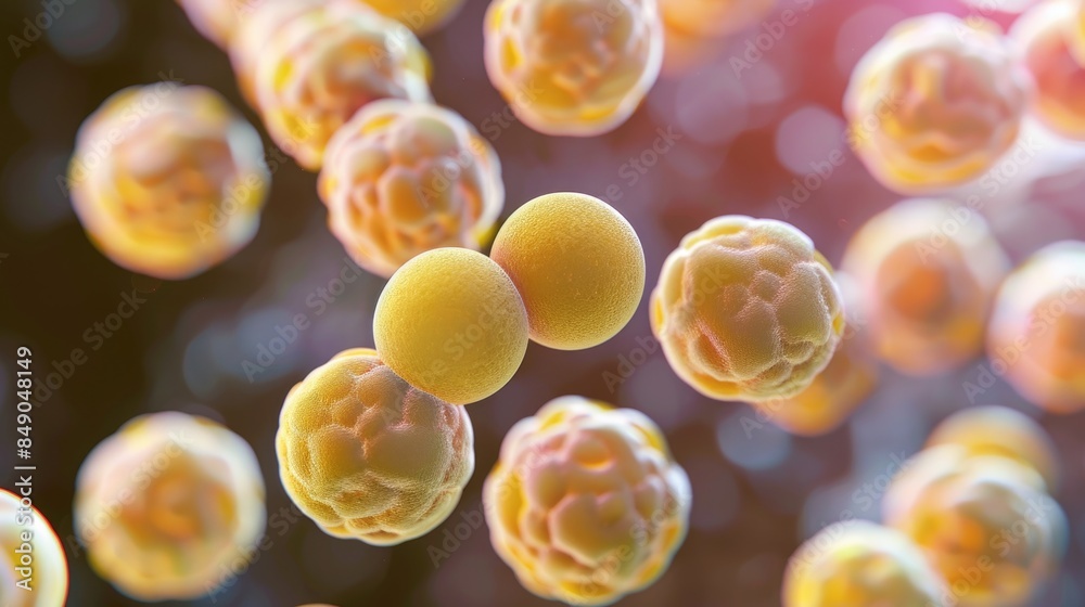 Streptococcus pyogenes bacteria. 3D computer illustration of ...