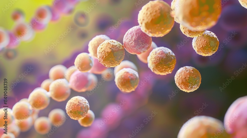 Streptococcus pyogenes bacteria. 3D computer illustration of ...